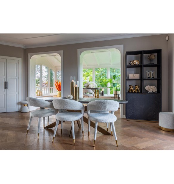 7378 Dining table Blackbone Brass oval 230 (Black rustic)